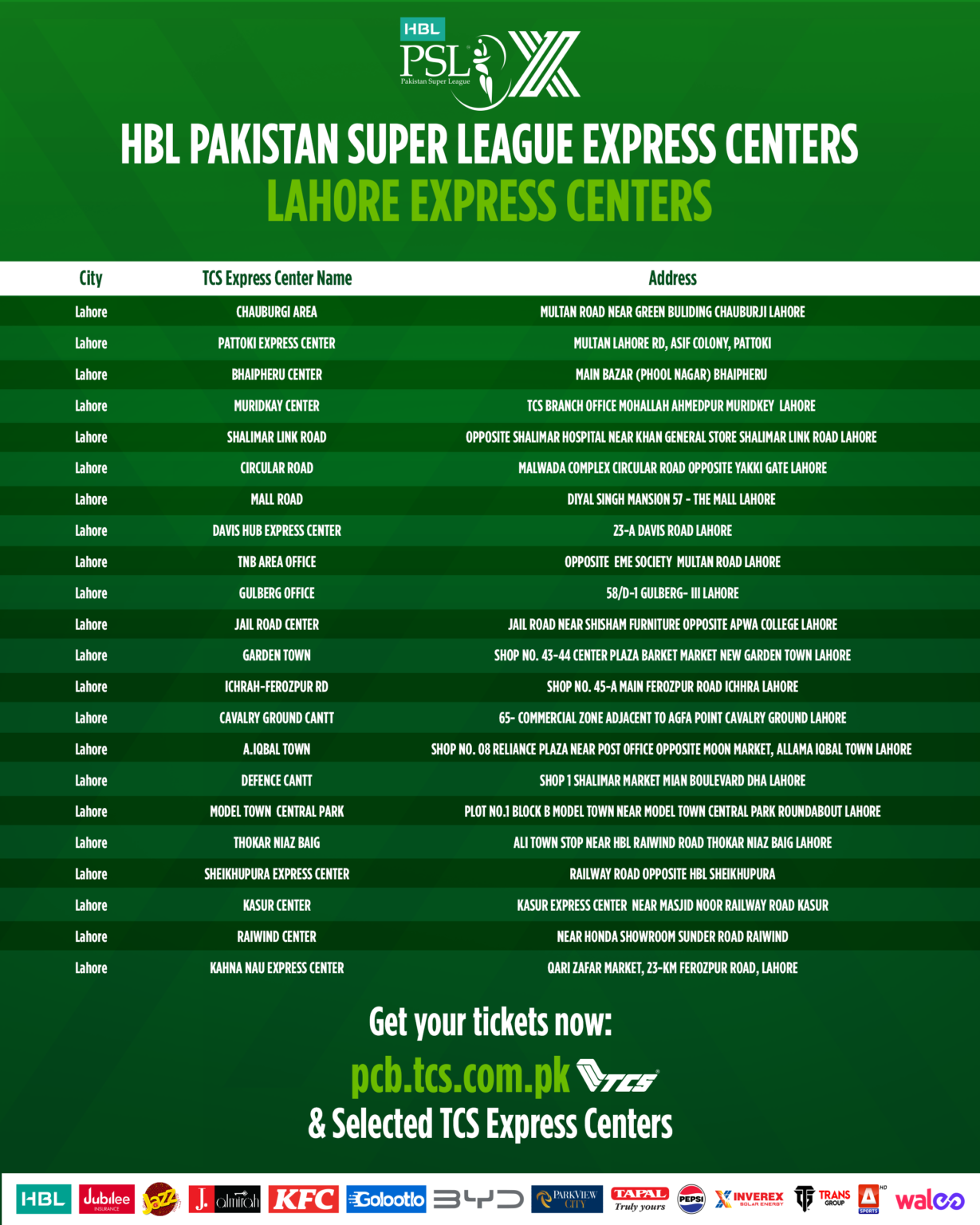 PSL Tickets 2026 Online - Price and TCS Online Tickets Booking